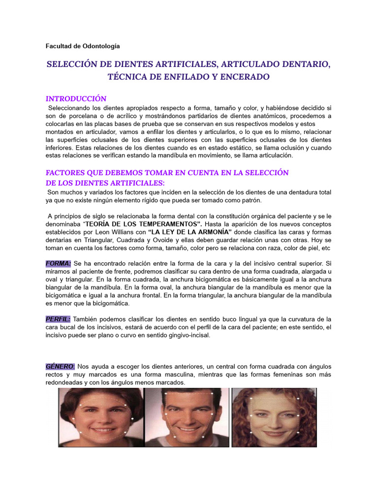Tema 10.SELECCIÓN DE DIENTES ARTIFICIALES, ARTICULADO DENTARIO,-TÉCNICA ...