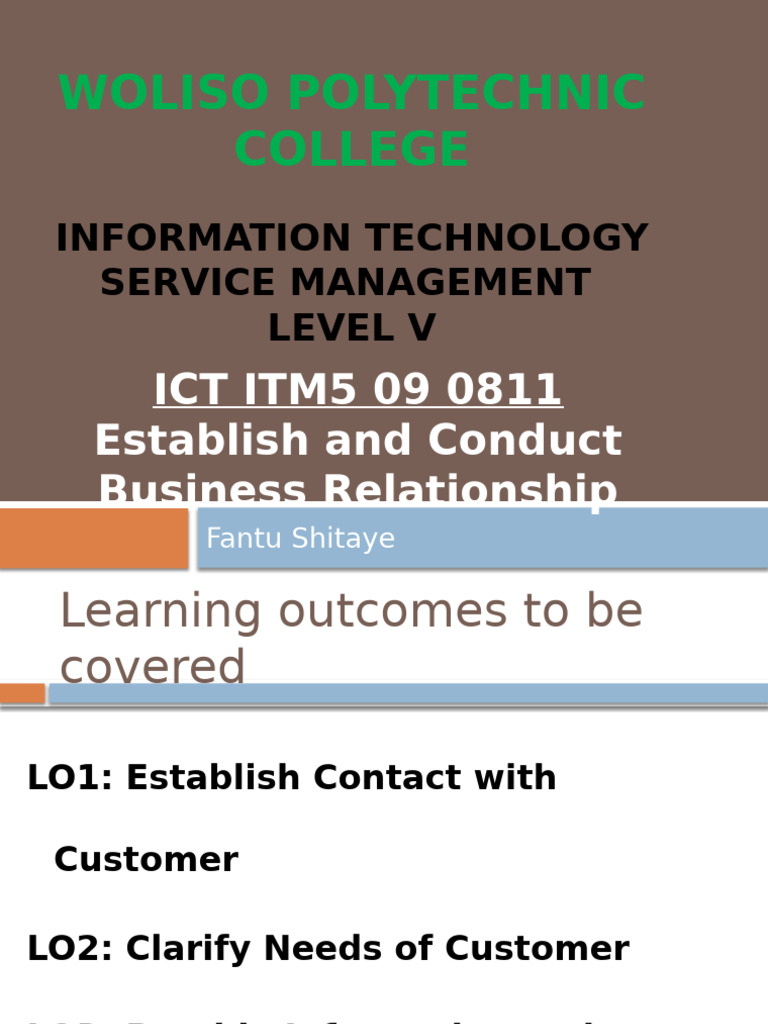 ICT ITM5!09!0811 Establish and Conduct Business Relationship | PDF ...