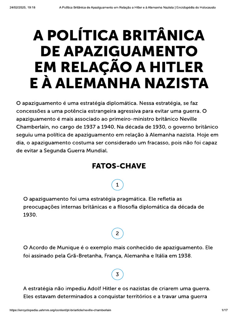 A Política Do Apaziguamento | PDF
