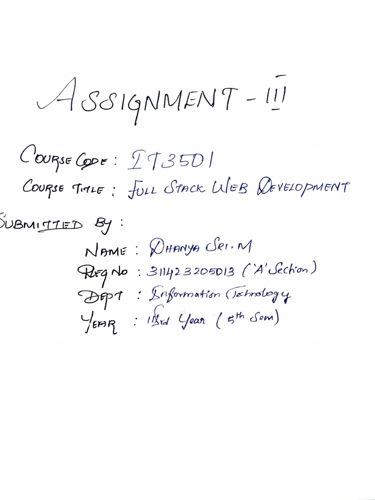 Dhanya FSWD Assignment 3 | PDF