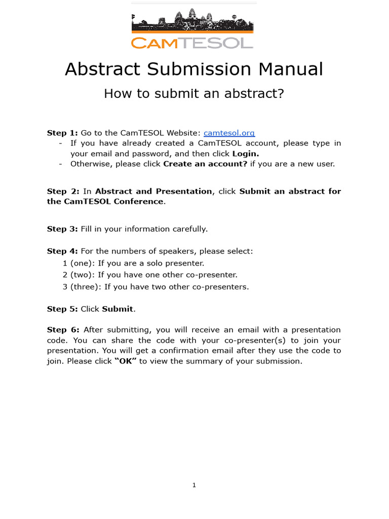Abstract Submission Manual | PDF