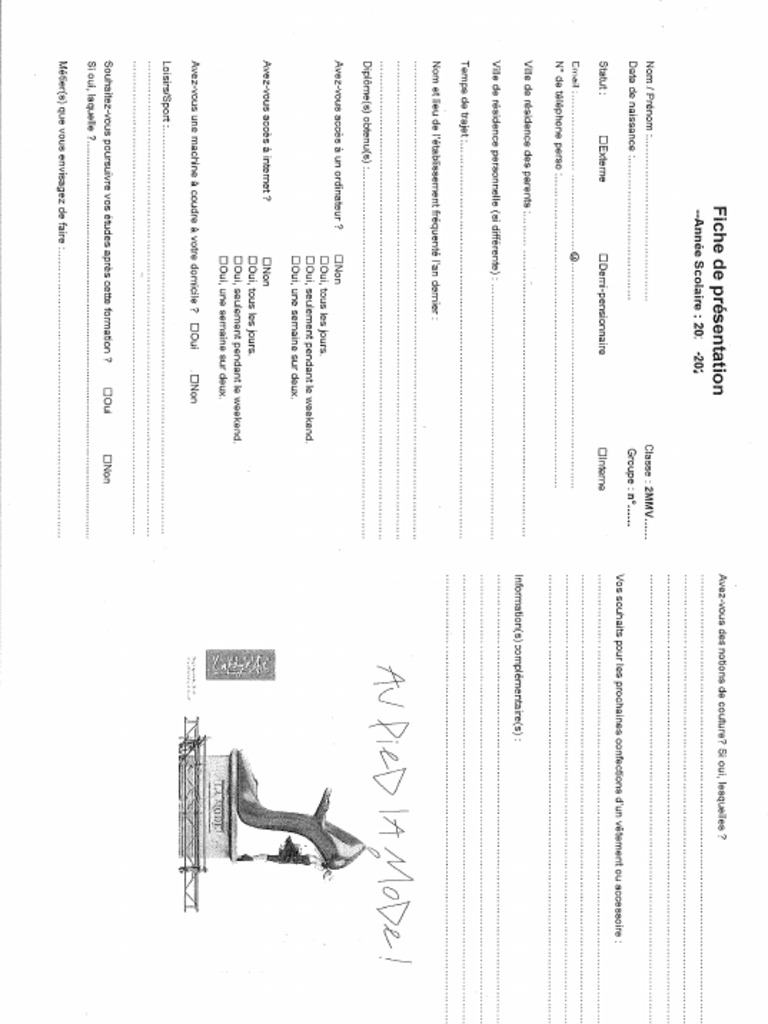 Fiche Presentation Eleves | PDF