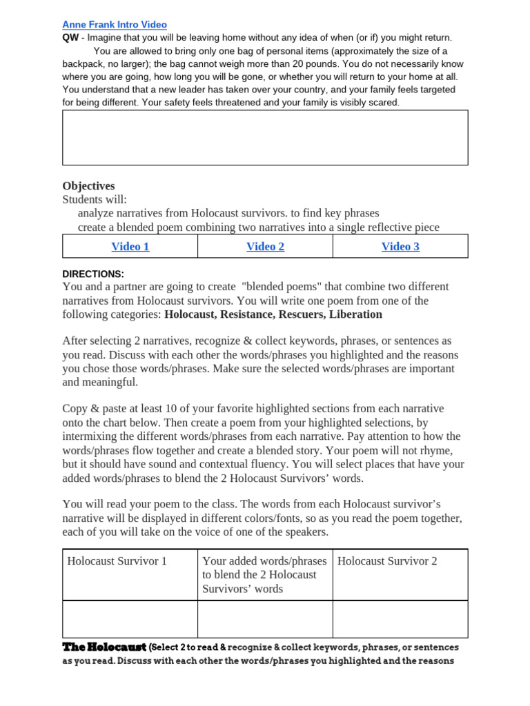Blended Poems from Holocaust Narratives | PDF | The Holocaust ...