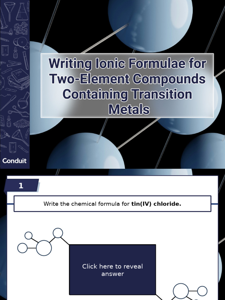 Writing Ionic Formulae For Two Element Compounds Containing Transition ...