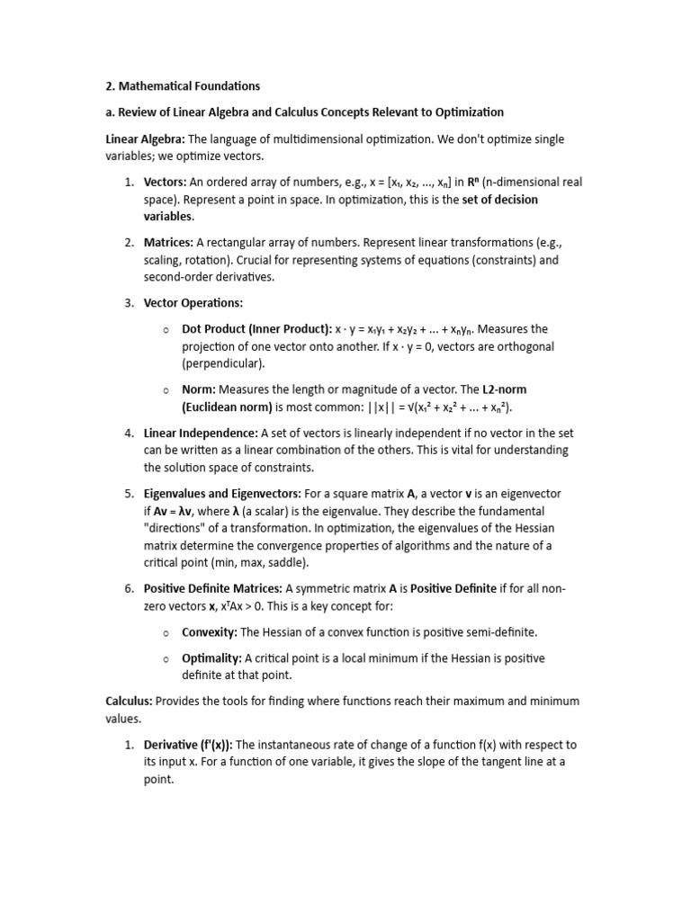Mathematical Foundations | PDF | Vector Space | Eigenvalues And Eigenvectors