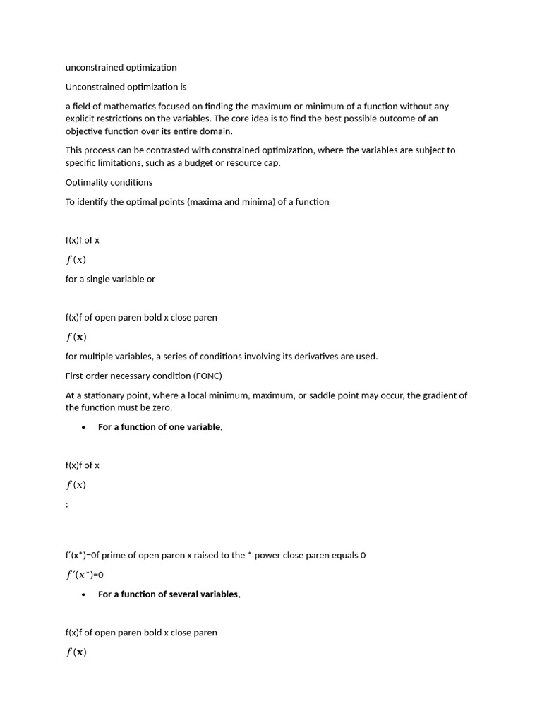 Unconstrained Optimization | PDF | Mathematical Optimization | Linear Programming