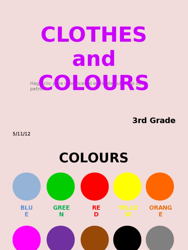 3rd Grade Clothes and Colors Guide | PDF | Sports & Recreation