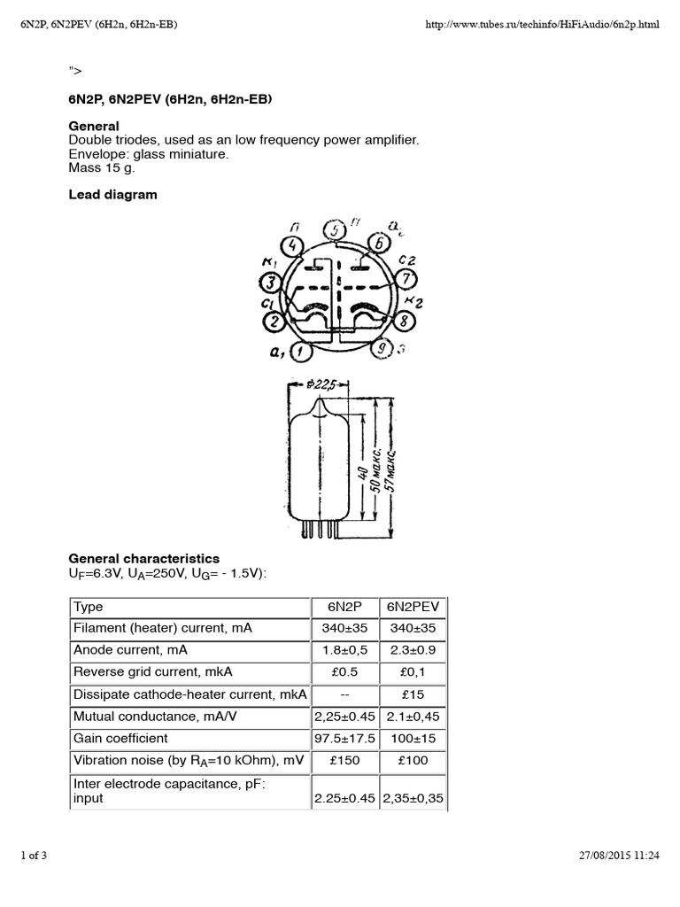 6N2P Double Triode Specifications | PDF | Electrical Equipment ...