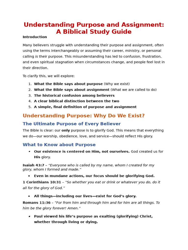 Understanding Purpose, Assignment, Vision and Success | PDF | Jesus ...