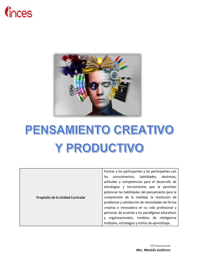 Desarrollo del Pensamiento Creativo y Productivo | PDF | Creatividad ...