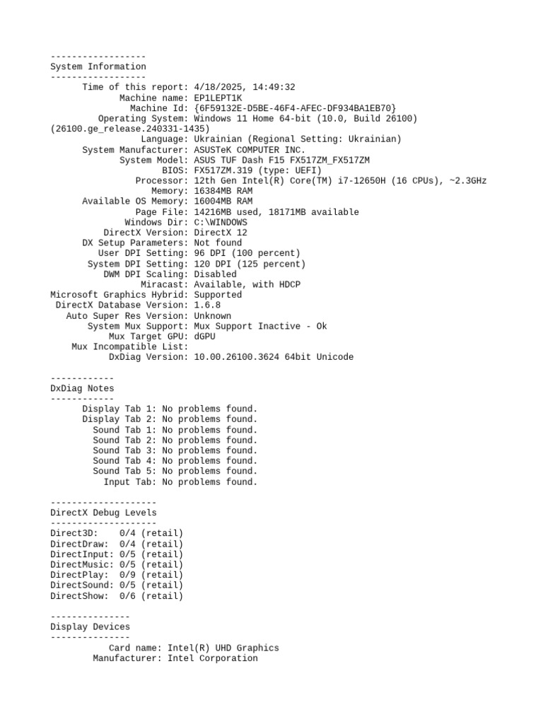 DxDiag | PDF | Graphics Processing Unit | Computer Science