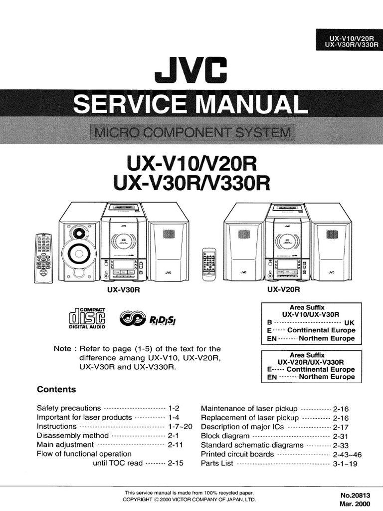 JVC Ux-V10 Ux-V20r Ux-V30r Ux-330r SM | PDF