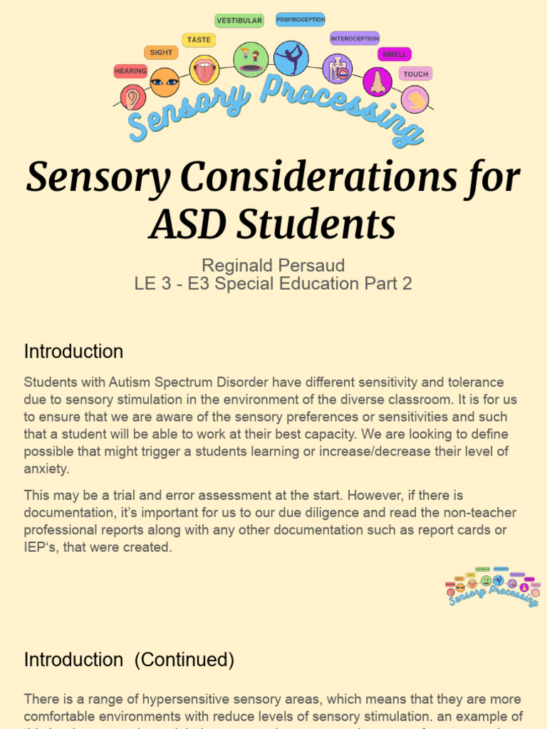 Sensory Strategies for ASD Students | PDF | Perception | Autism