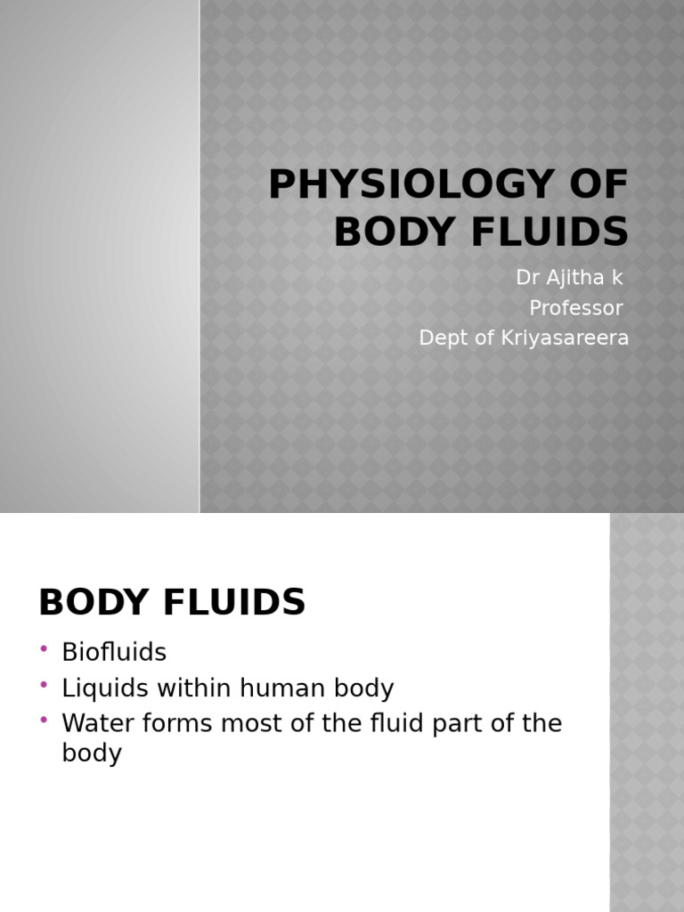 Physiology of Body Fluids | PDF | Kidney