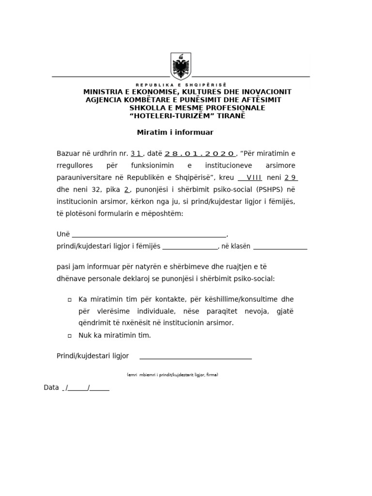 Kerkese Per Vezhgim Nga Sherbimi Psiko-Social | PDF