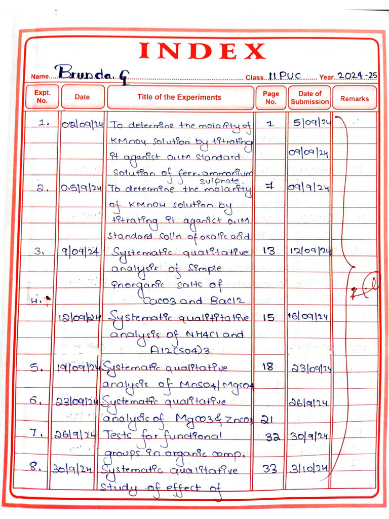 2nd Puc Chemistry Record | PDF