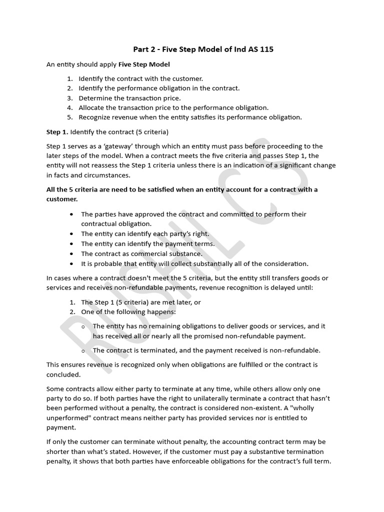 Five Steps of Ind AS 115 Revenue Recognition | PDF | Consideration ...