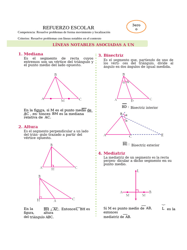Líneas Notables en Triángulos: Guía de Resolución | PDF | Triángulo ...