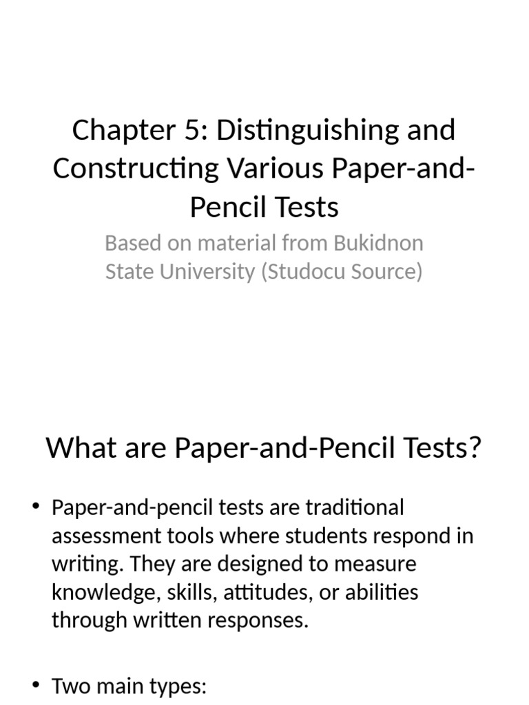 Paper-and-Pencil Test Construction Guide | PDF | Multiple Choice ...