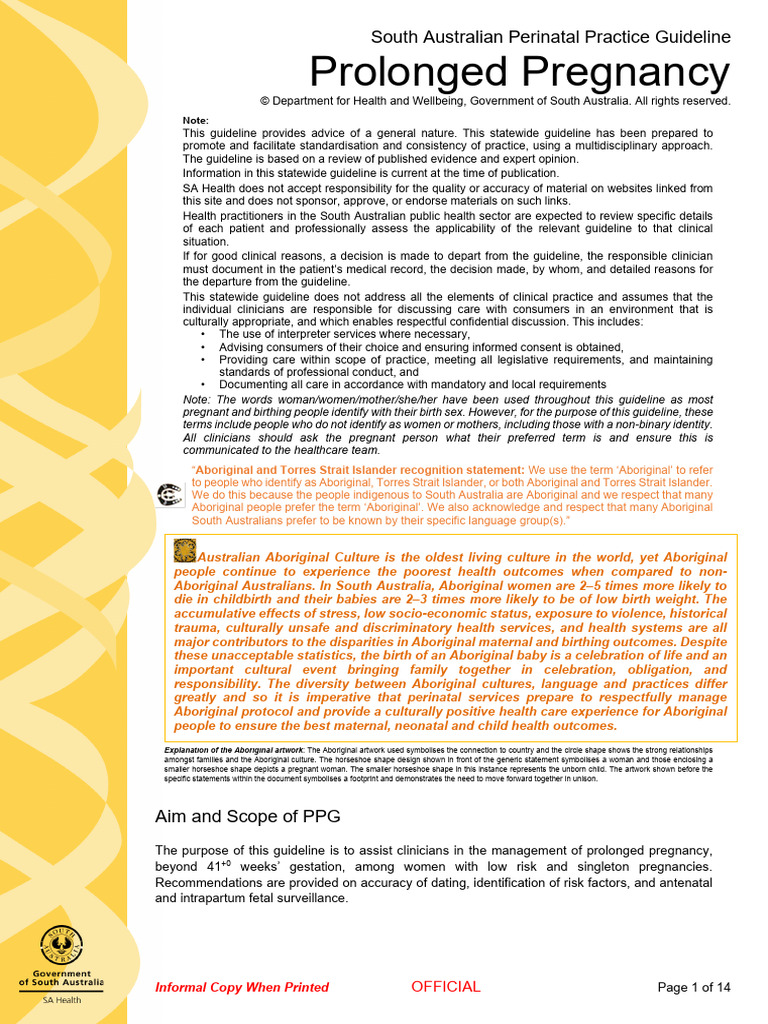 South Australia Prolonged Pregnancy Guidelines | PDF | Pregnancy ...