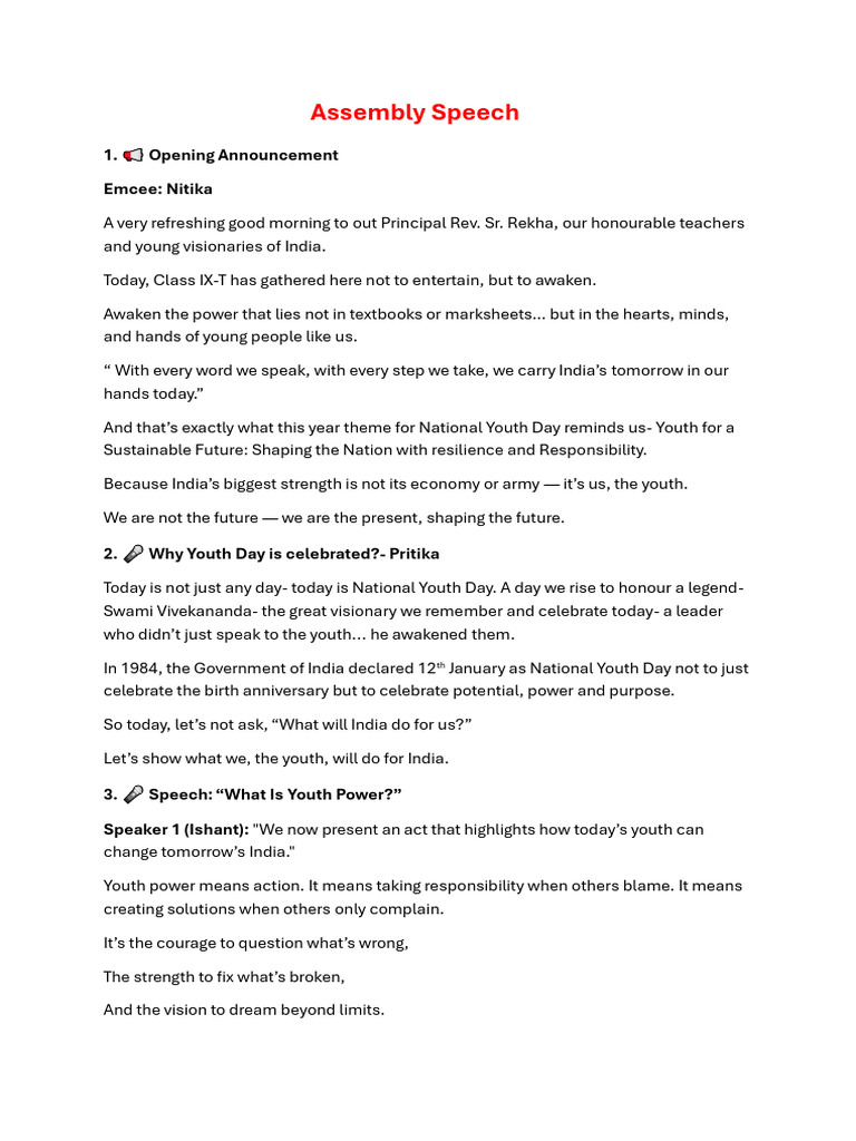 Class 9th T Assembly Script | PDF