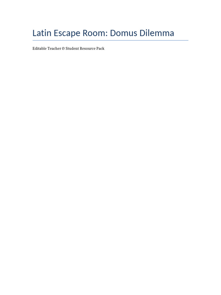 Latin Escape Room: Domus Dilemma Guide | PDF
