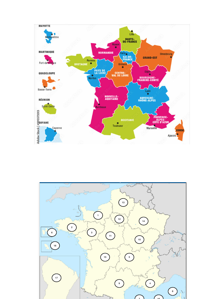 Exercice. Les 18 Régions Françaises | PDF