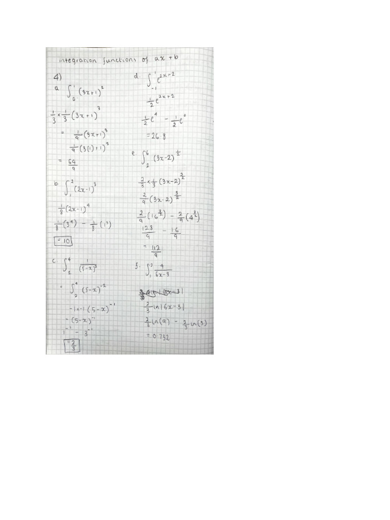 Integration Functions Ax + B Question 4 | PDF
