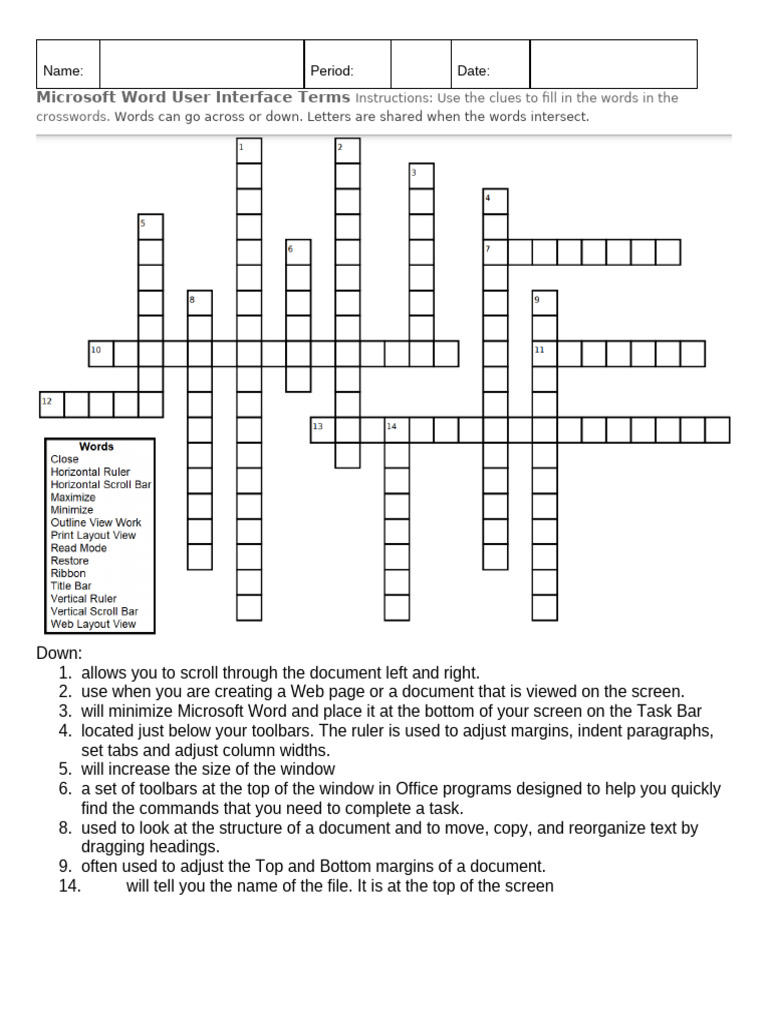 Microsoft Word User Interface Terms CW | PDF