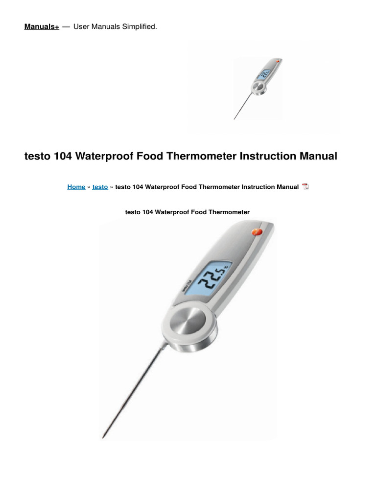 104 Waterproof Food Thermometer Manual | PDF | Thermometer