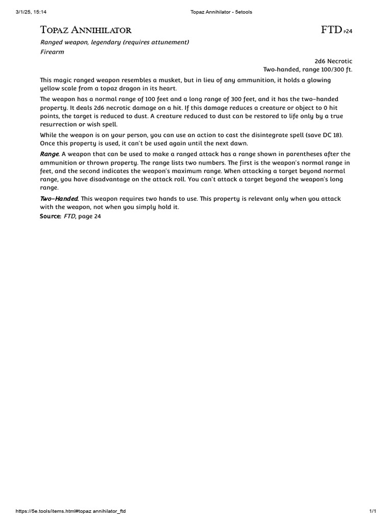 Topaz Annihilator - 5etools | PDF