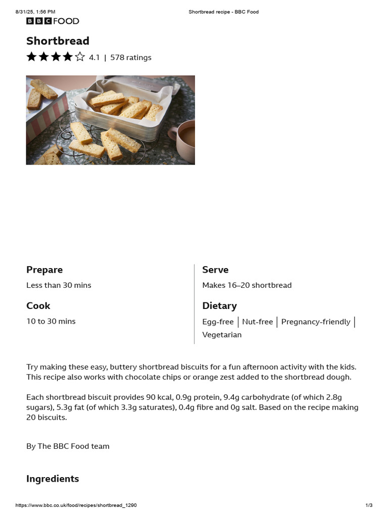 Easy BBC Shortbread Recipe | PDF | Baking | Biscuit