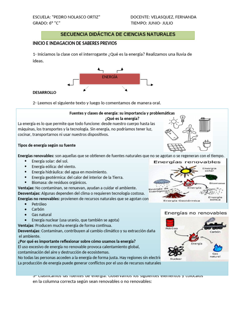Fuentes y Tipos de Energía para 6° C | PDF | Energía renovable ...