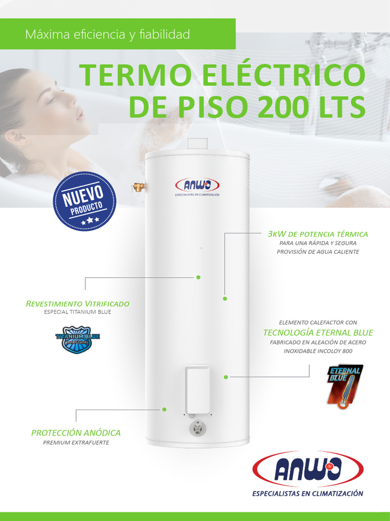 Orig Ficha Termo Electrico Piso 200lts 1 | PDF | Revestimiento | Titanio