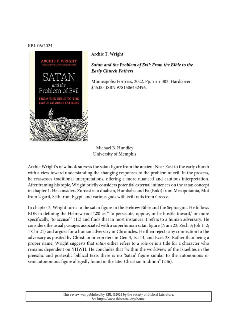 Archie Wright - Devil Satan Review | PDF | Satan | Bible
