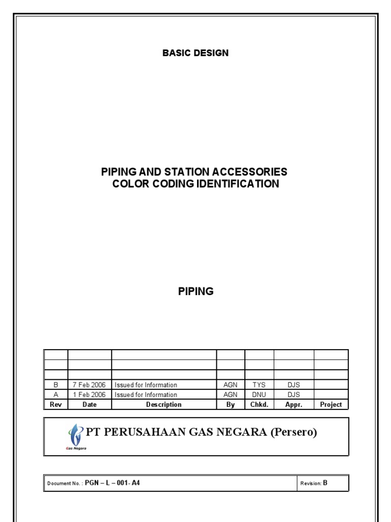 Piping Color Code Identification Rev C | PDF | Green | Pipe (Fluid ...