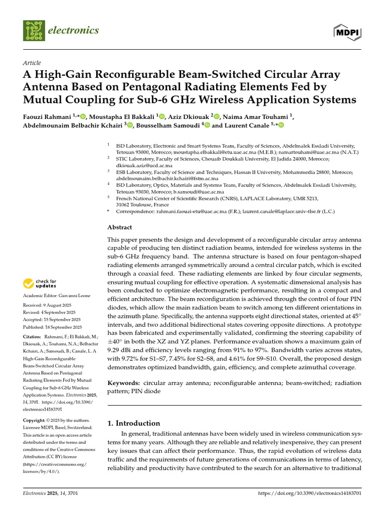 A High-Gain Reconfigurable Beam-Switched Circular | PDF | Antenna ...