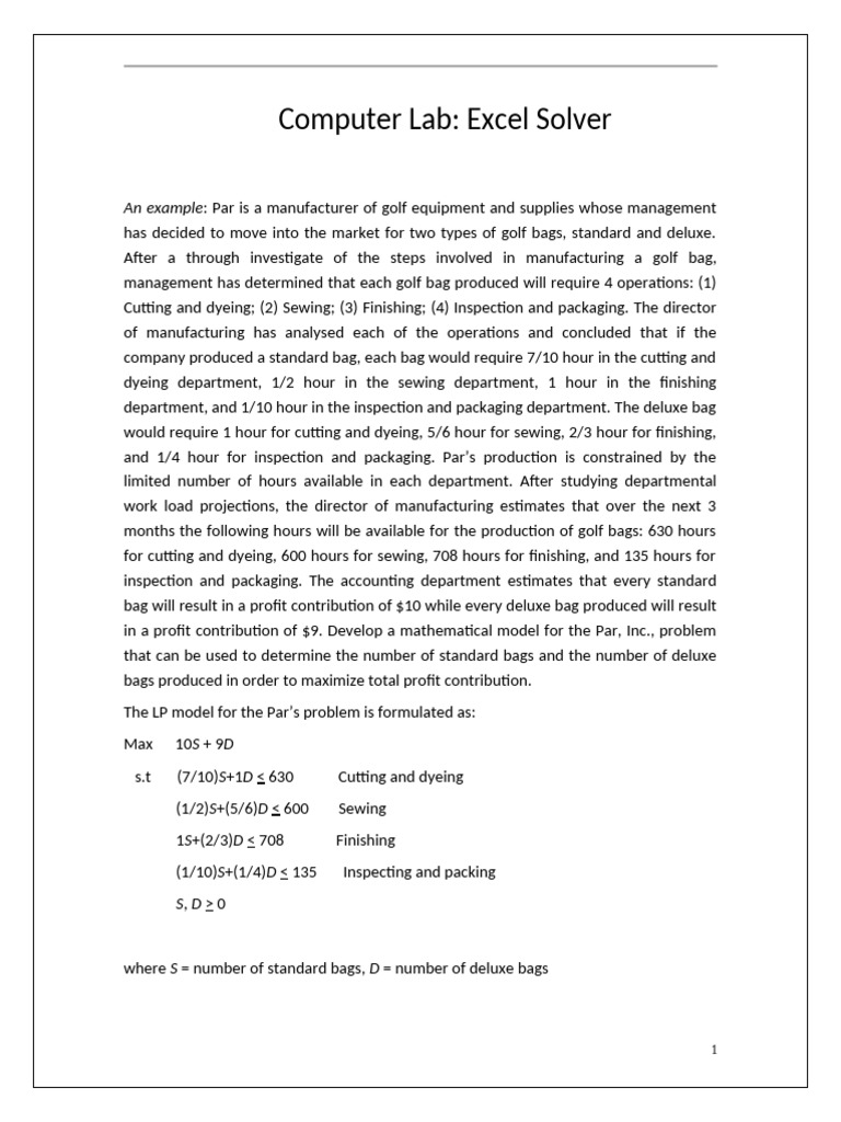 Lab Tutorials - Excel Solver | PDF | Applied Mathematics