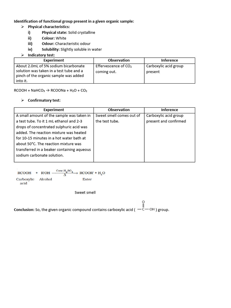 Organic Functional Group Analysis - II | PDF