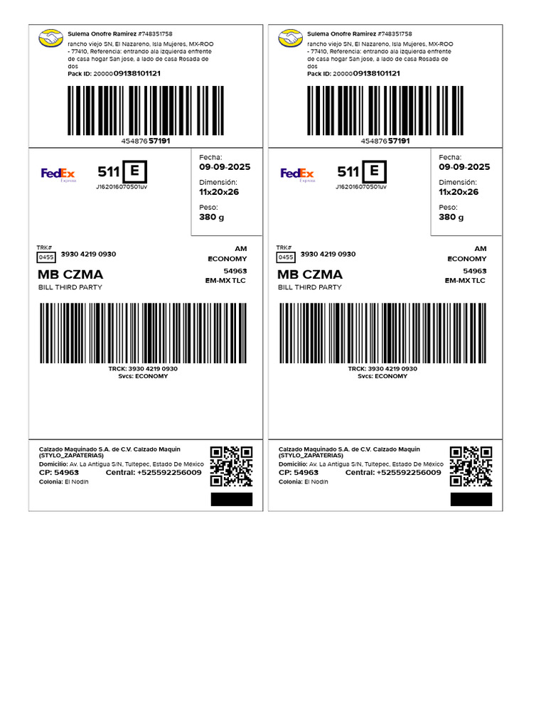 Shipment Labels 250909214958 | PDF