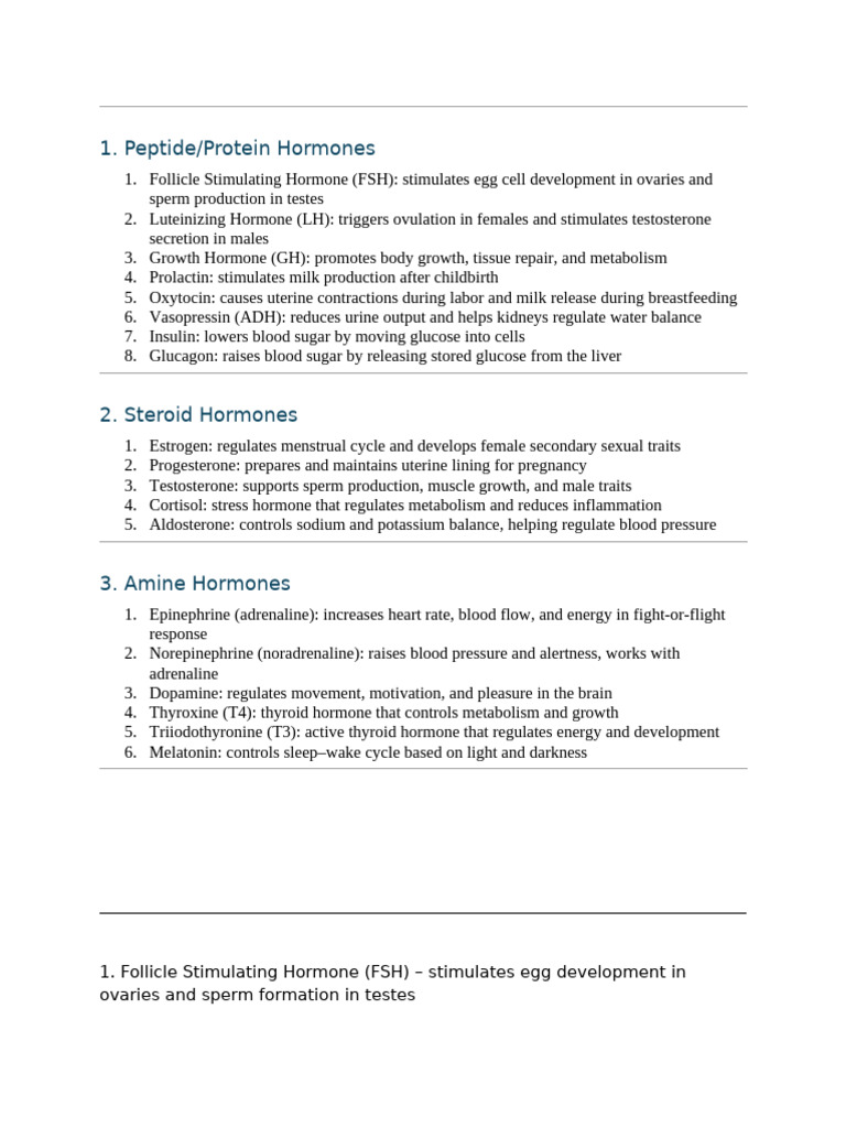 Peptide/Protein Hormones | PDF
