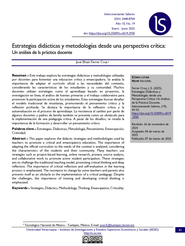 Lectura No 2 Estrategias Didácticas y Metodologías Desde Una Perspectiva Crítica Oct 8 | PDF ...