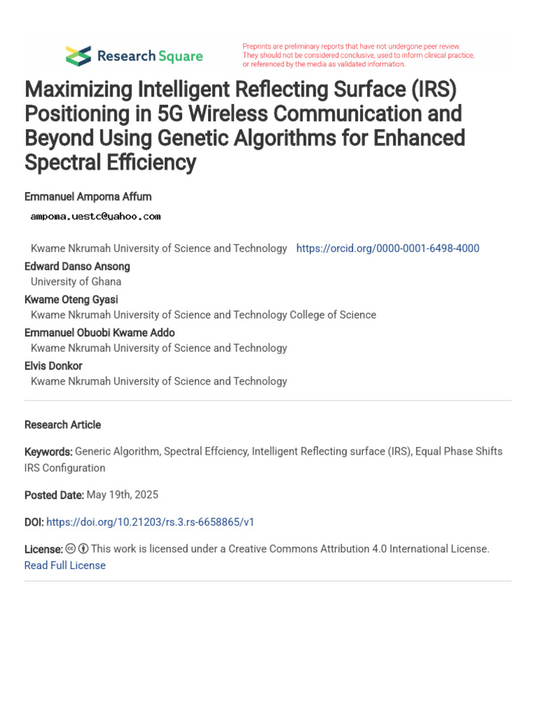 Maximizing Intelligent Re?ecting Surface (IRS) Positioning in 5G Wireless Communication and ...
