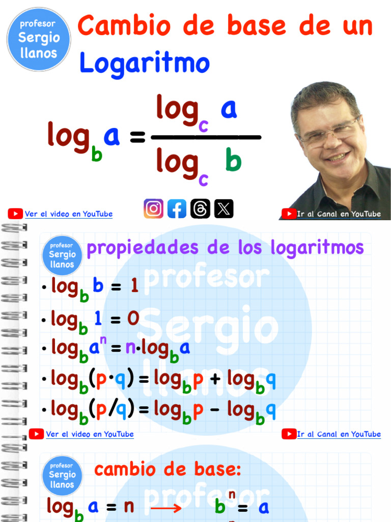 Cambio de Base de Un Logaritmo - Profesor Sergio Llanos | PDF