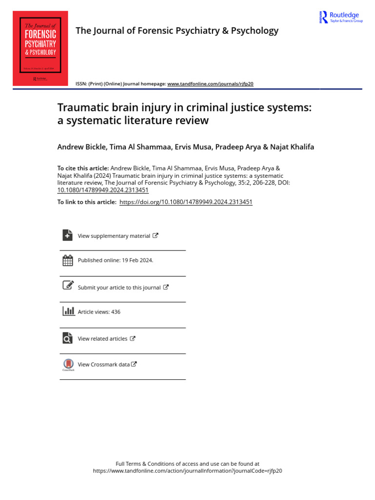 TBI in Criminal Justice Systems Review | PDF | Traumatic Brain Injury ...