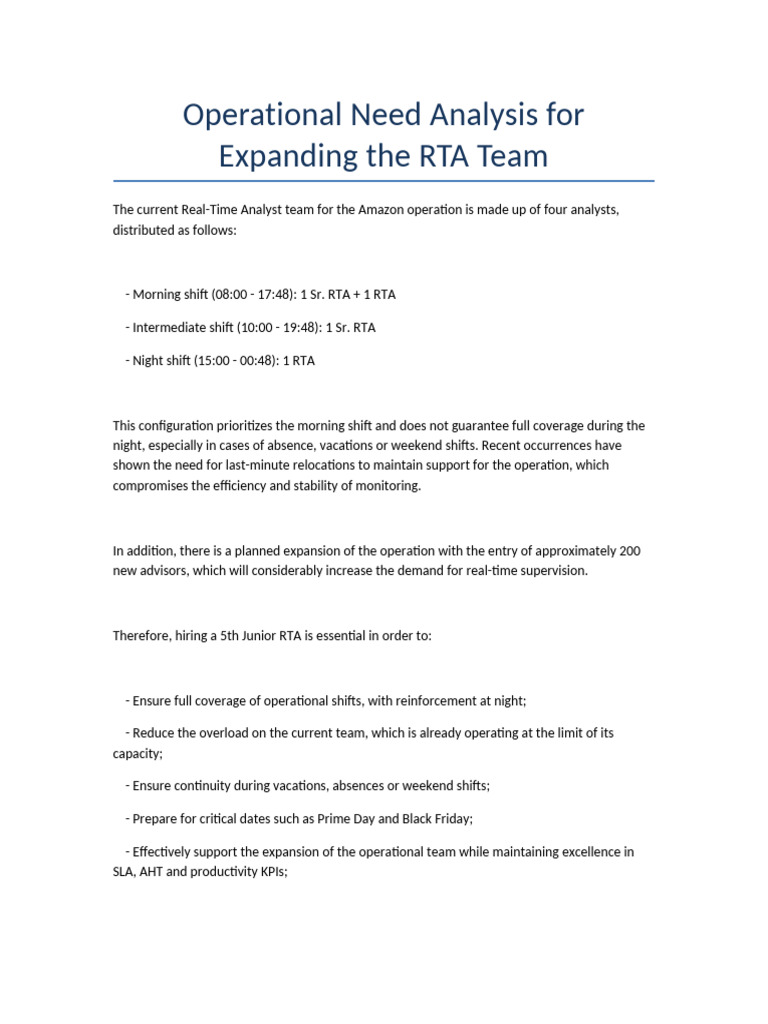 Justification for Hiring 5th Junior RTA | PDF | Economies | Business