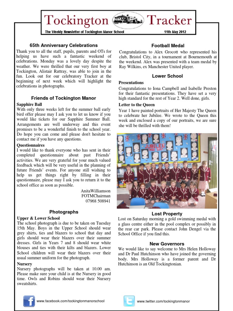 Tockington Tracker 11-05-12 | PDF | Swimming (Sport) | Sports