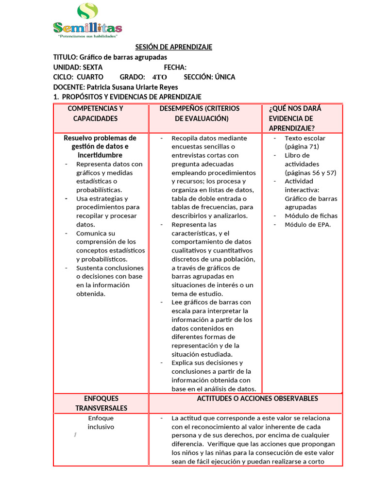 SESION 9 - MATEMATICA - Grafico de Barras Agrupadas | PDF | Datos ...