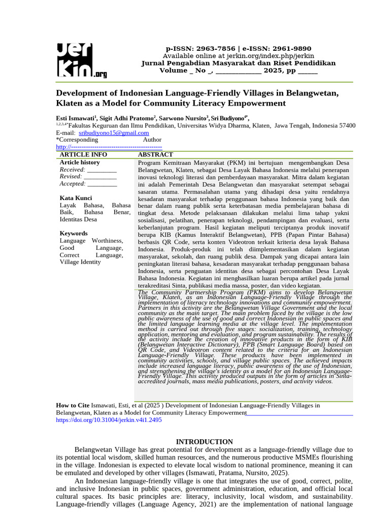 Indonesian Language-Friendly Village Development | PDF | Indonesian ...