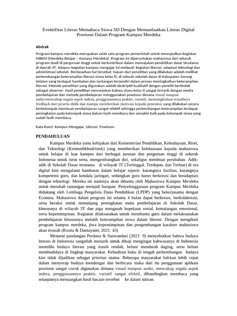 Evektifitas Dalam Meningkatkan Literas Memabaca 123 | PDF